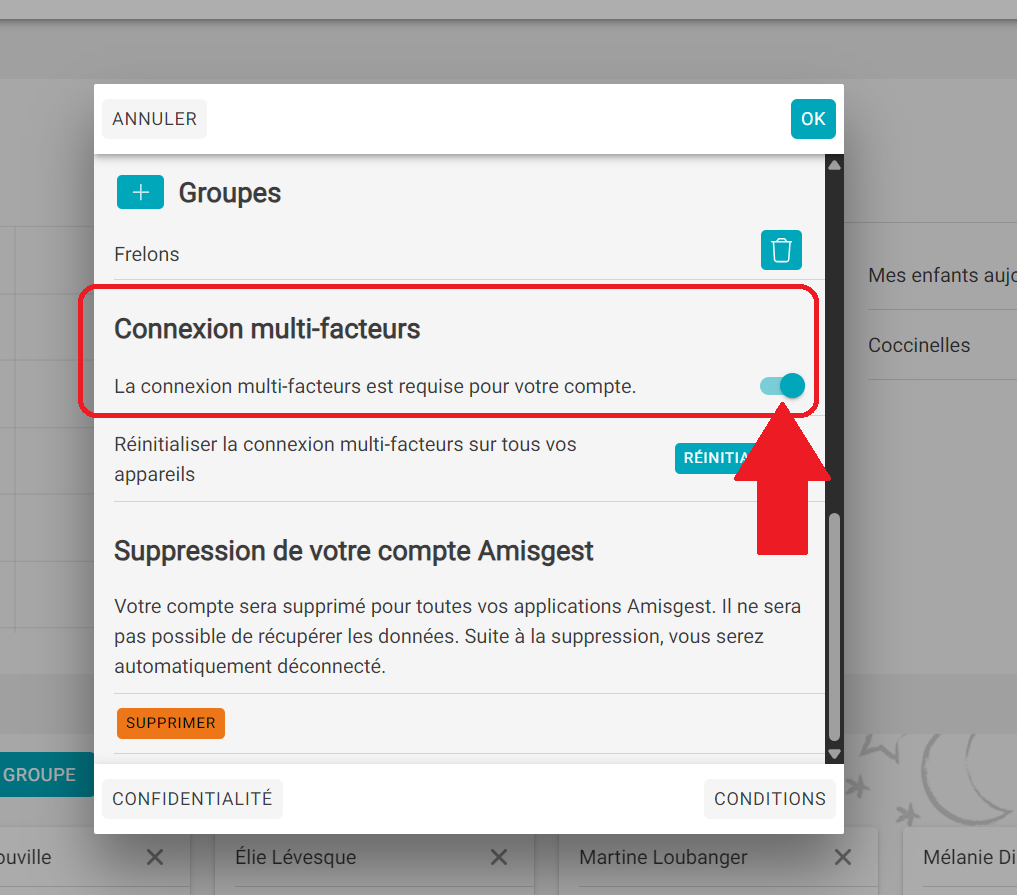 Activer et/ou désactiver le MFA [authentification multi-facteurs]