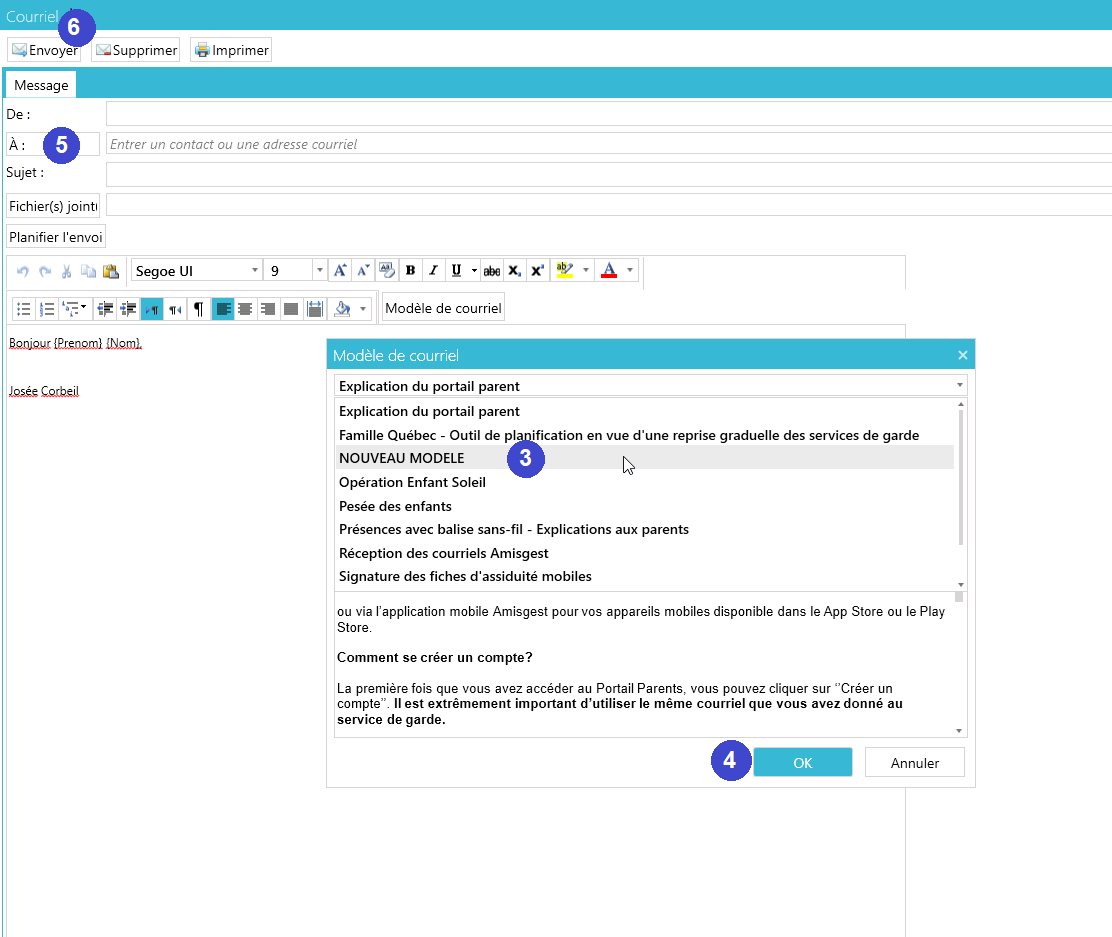 Modèles de courriels